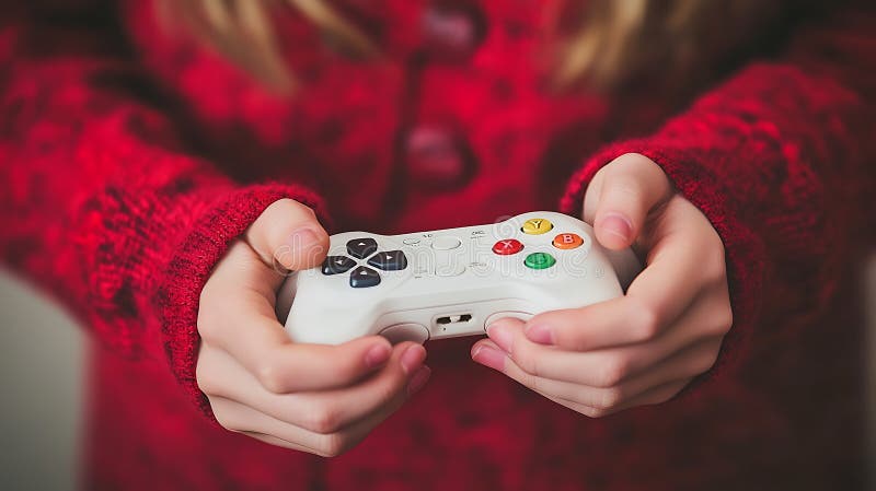 A Person Holding a White Gaming Controller in Their Hands Stock ...