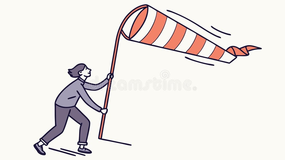 Person Holding Windsock, Wind Direction Indicator, Vector Design ...