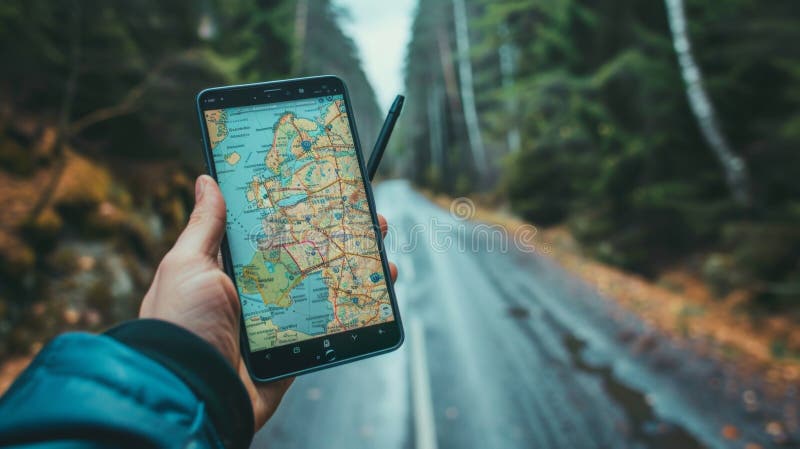 Cell Phone Screen Shows Map City Stock Photos - Free & Royalty-Free ...