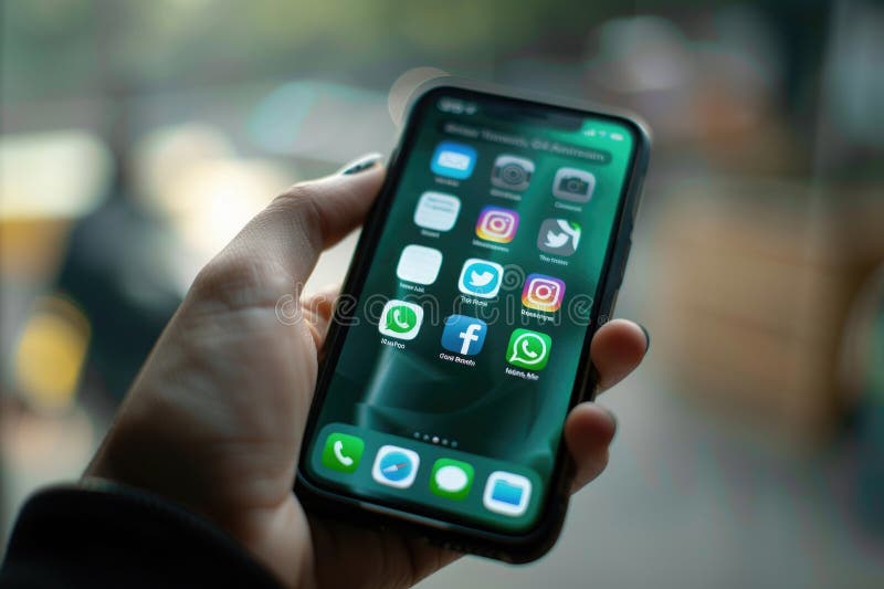 A Person Holds a Cell Phone in Their Hand, a Common Modern Scene Stock ...