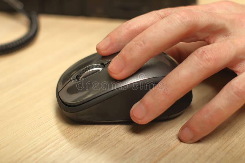 A Person Holds a Computer Mouse on Hand Stock Image - Image of roller ...