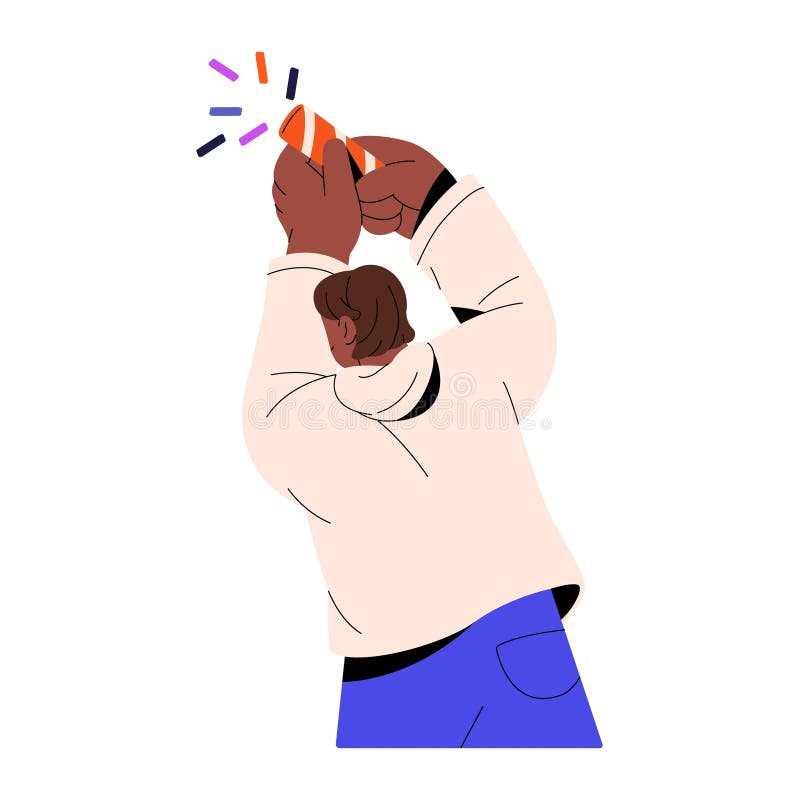 Person Holds Firework Above Head. Character Explodes Holiday ...