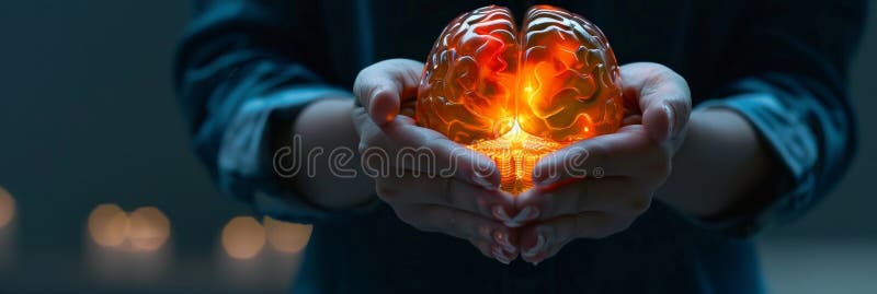 A Person Holds a Glowing Brain in Their Hands Representing Concepts of ...