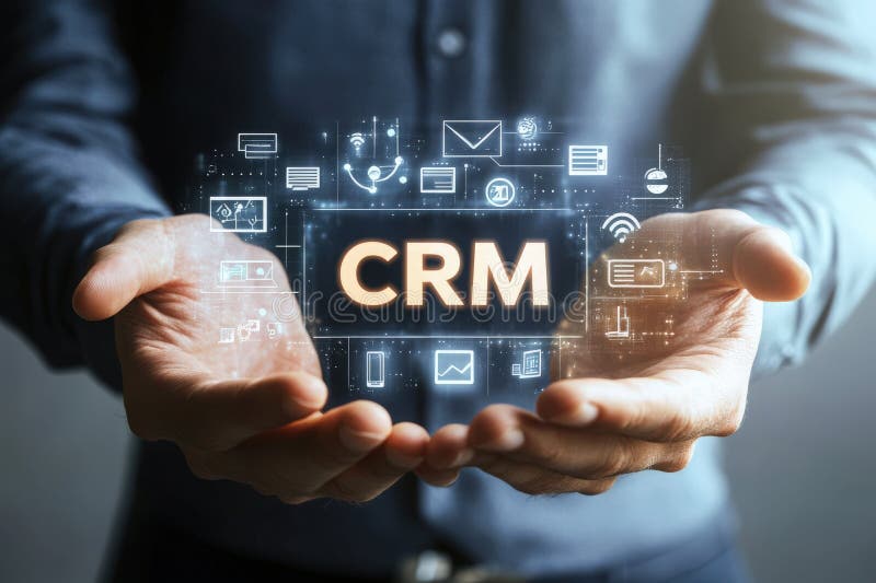 Innovative Customer Relationship Management with Digital Network Icons ...