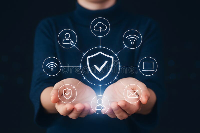 Person Holding Concept of Digital Network Security and Data Protection ...