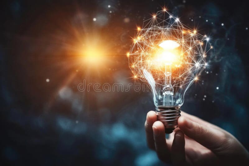 A Person Holds a Light Bulb with a Lit Interior, Ready for Use Stock ...