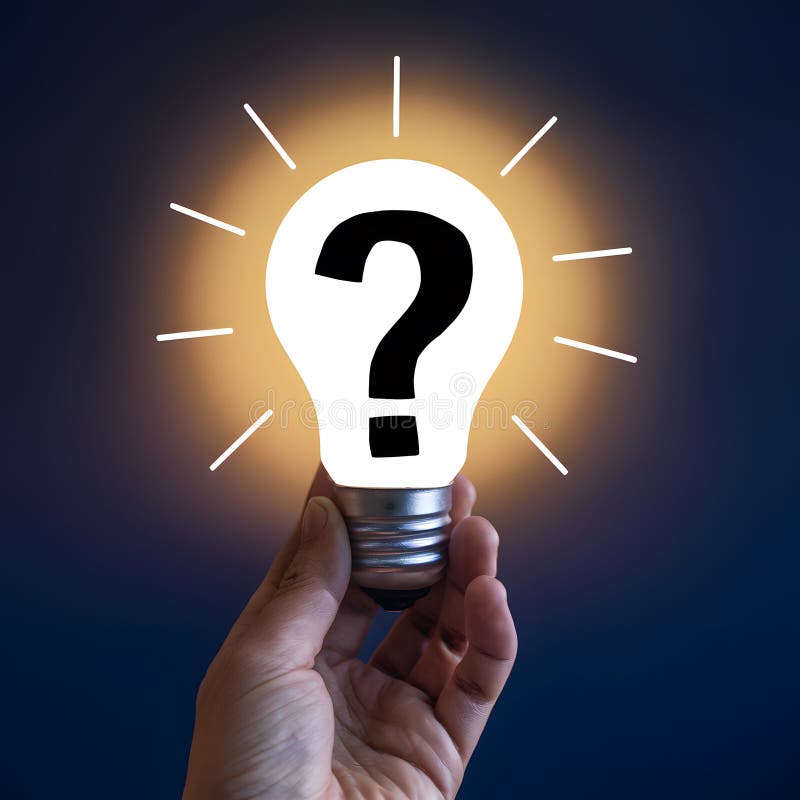 Person Holds Light Bulb with Question Mark, Symbolizing Brainstorming ... Person Holds Light Bulb with Question Mark, Symbolizing Brainstorming ...