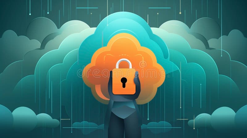 A Person Holds a Lock Symbol in Front of an Abstract Cloud, Encryption ...