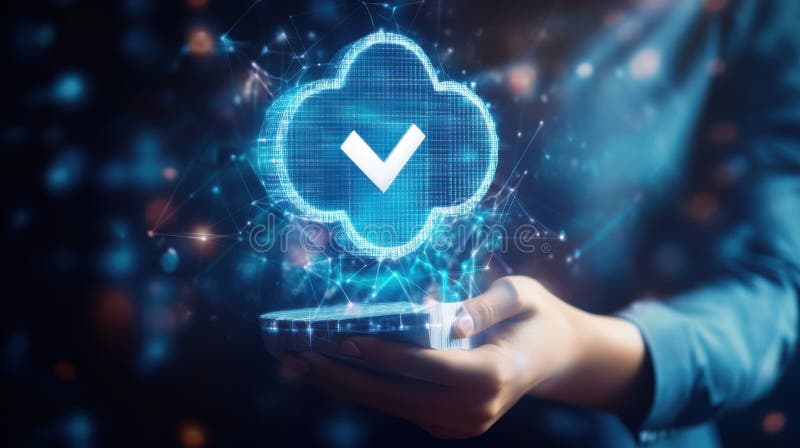 Digital Verification Concept with Cloud Symbol and Mobile Device ...