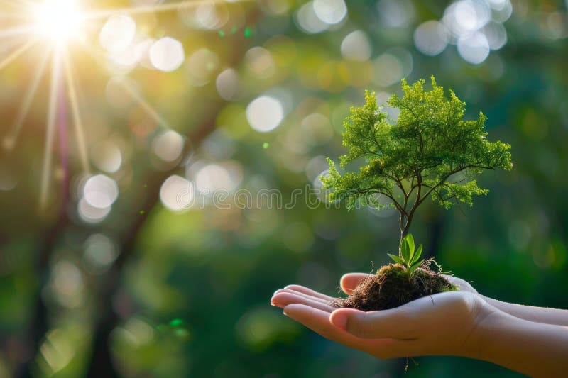 Person Holds Small Tree Sapling between Their Hands Stock Image - Image ...
