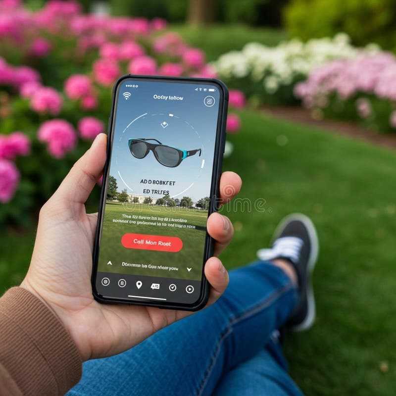 A Person Holds a Smartphone Displaying an Augmented Reality Application ...