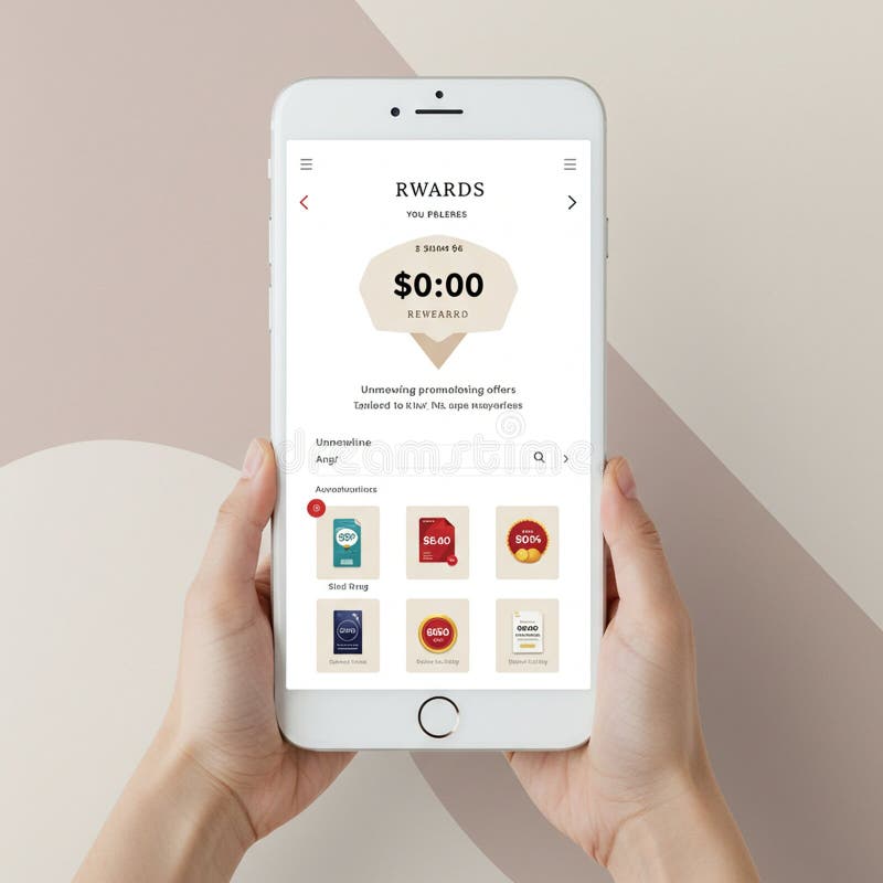 A Person Holds a Smartphone Displaying a Rewards App Interface. the ...