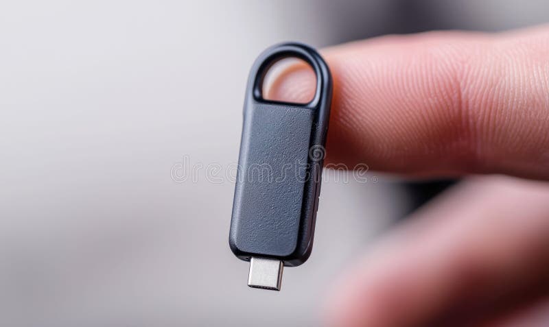 Person Holds a Tiny Black USB-C Adapter with Attached Loop, a ...