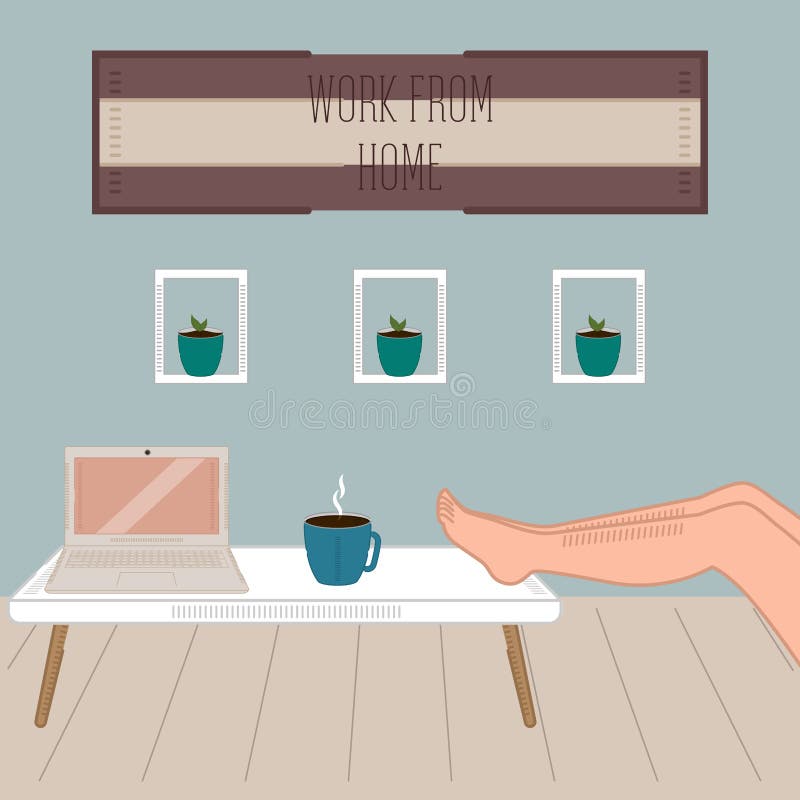 Work from Home Poster. Home Office Stock Vector - Illustration of ...