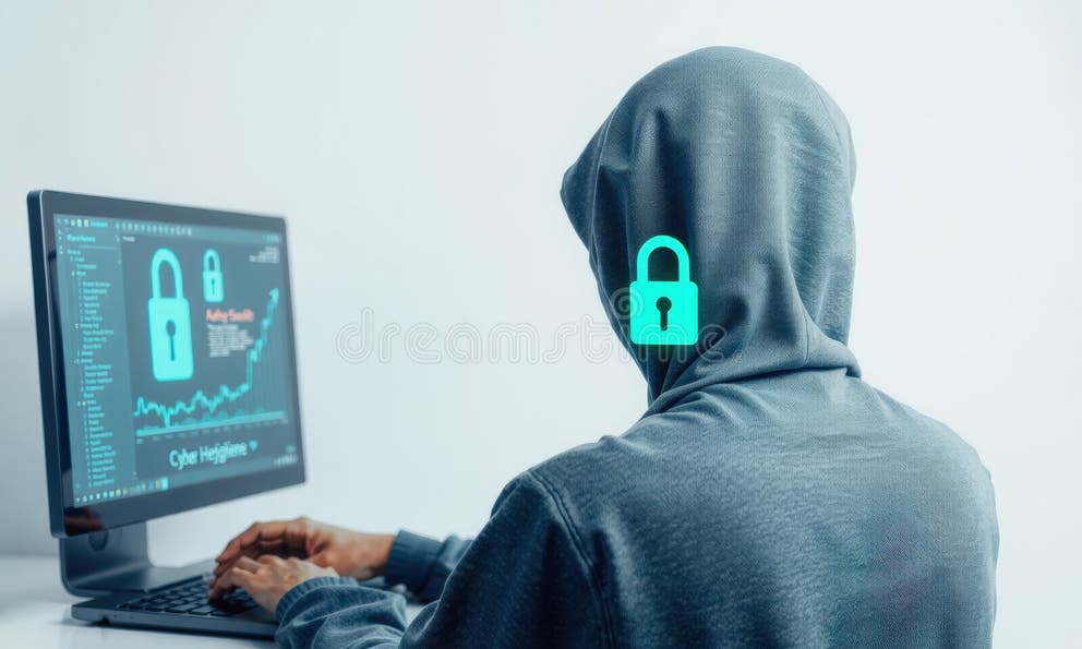 Person in Hoodie Working on Computer, Symbolizing Cyber Security and ...