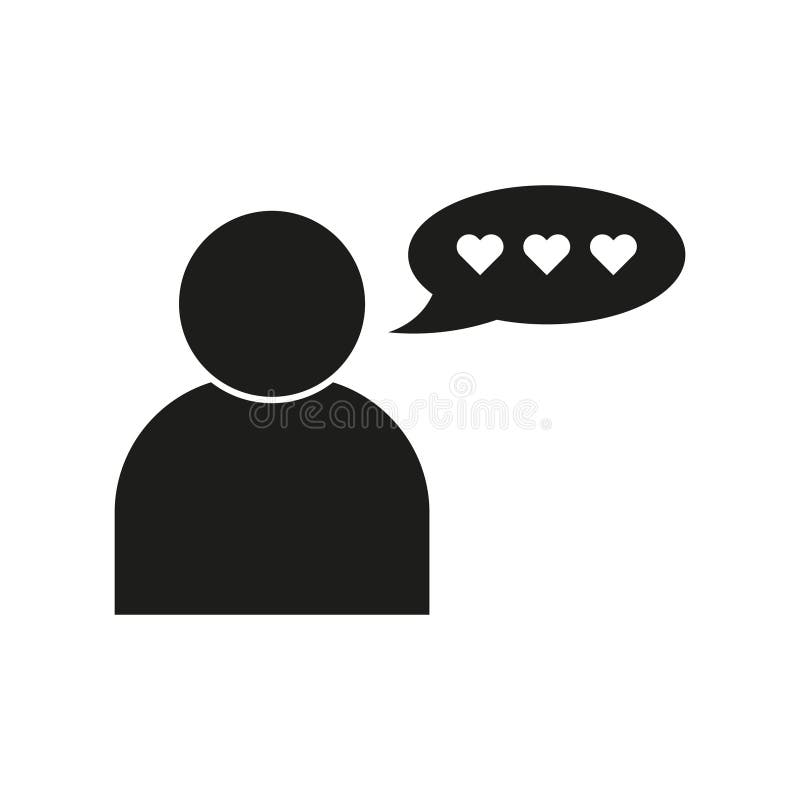 Person Icon. Chat Bubble Hearts. Love Message Concept. Vector ...