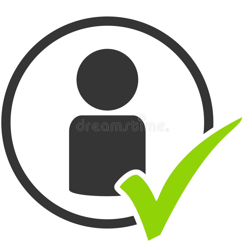 Person Icon in Circle with Green Tick Stock Illustration - Illustration ...