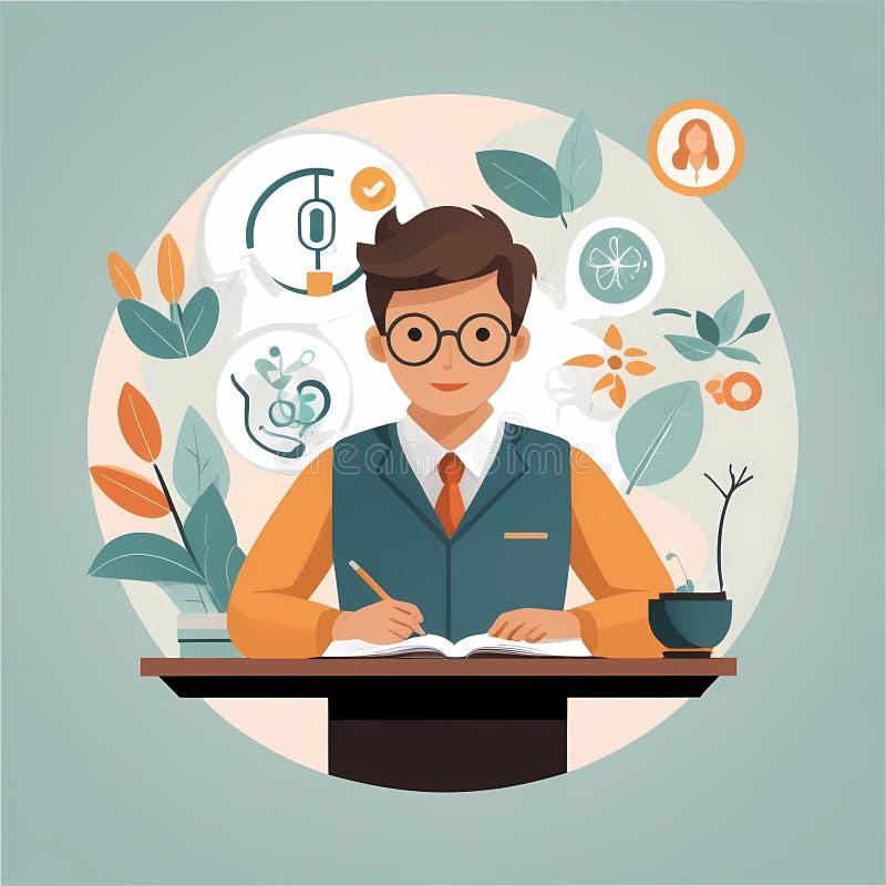 Person Icon in Flat Style. the Badge Depicts a Character Who is Engaged ...