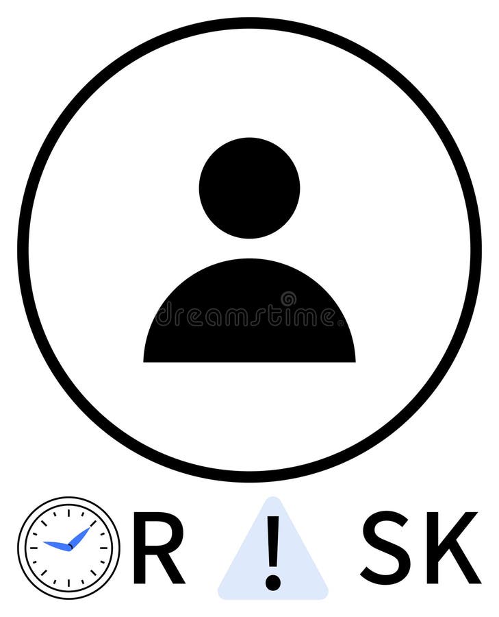 Person Icon Inside Circle with Clock and Word RISK Highlighting ...