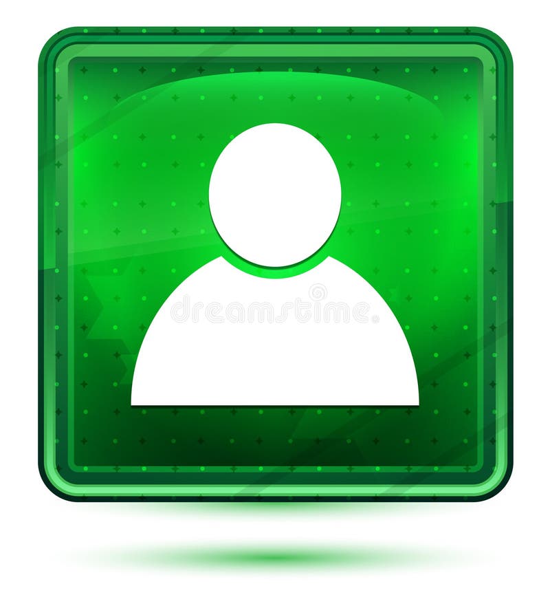 Person Icon Neon Light Green Square Button Stock Illustration ...