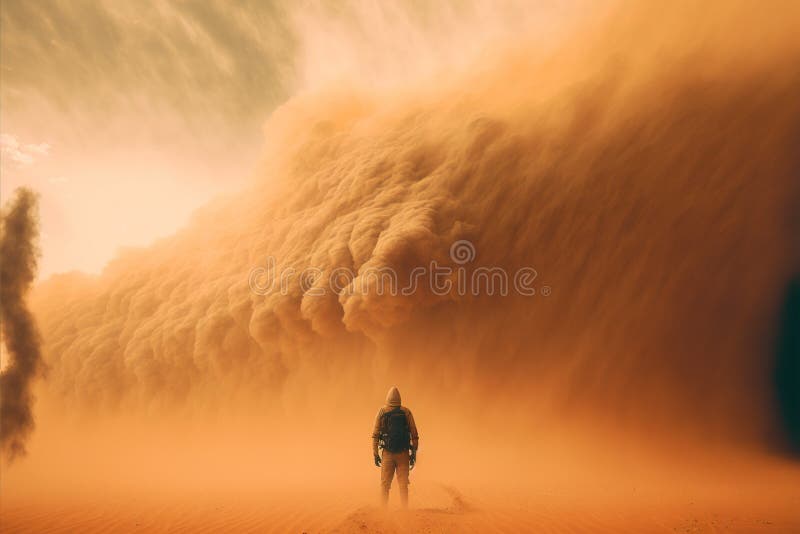 Person Infront of a Sandstorm. Generative AI Stock Illustration ...