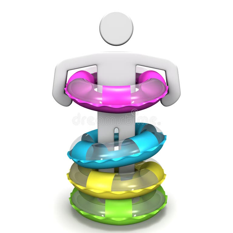 Person and Inner Tubes Front View Stock Illustration - Illustration of ...