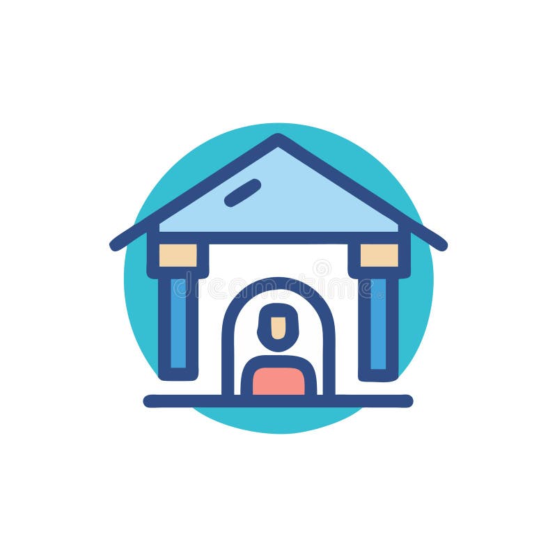 Person Inside a Simple Building Structure Flat Illustration Stock Photo ...