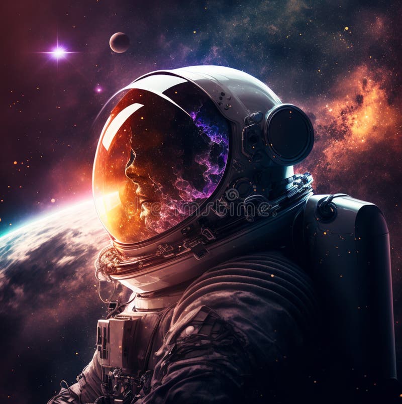 Person Inside a Space Suit in Space Stock Illustration - Illustration ...