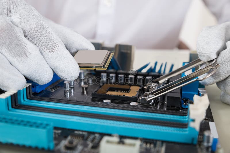 Person Installing Central Processor in Motherboard Stock Photo - Image ...