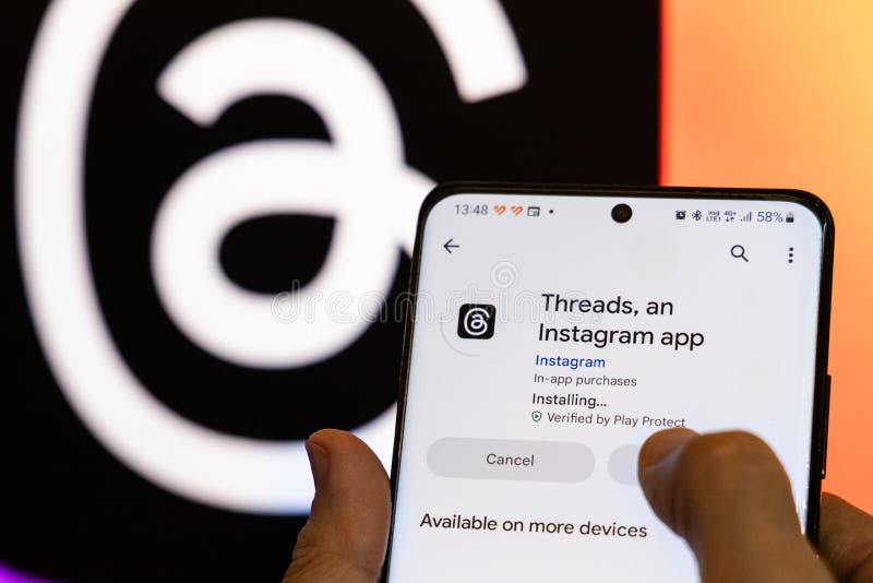 Person Installing the New App Threads by Instagram from Google Play ...