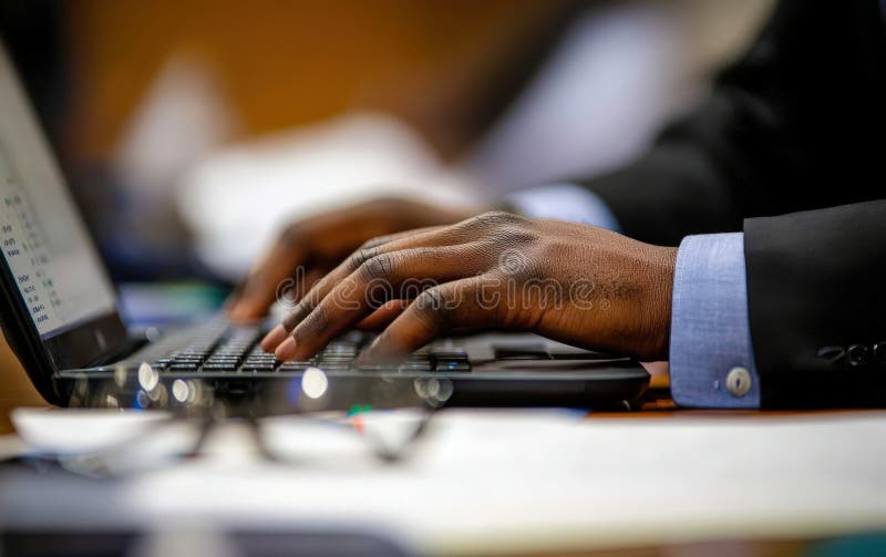 A Person Types on a Keyboard with a Ring on Their Finger Stock Image ...