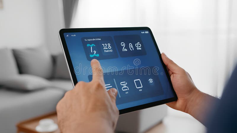 A Person Interacting with an Abstract Interface on a Tablet in a ...