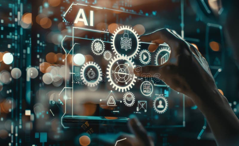 Person Interacting with AI Interface on a Digital Screen with ...