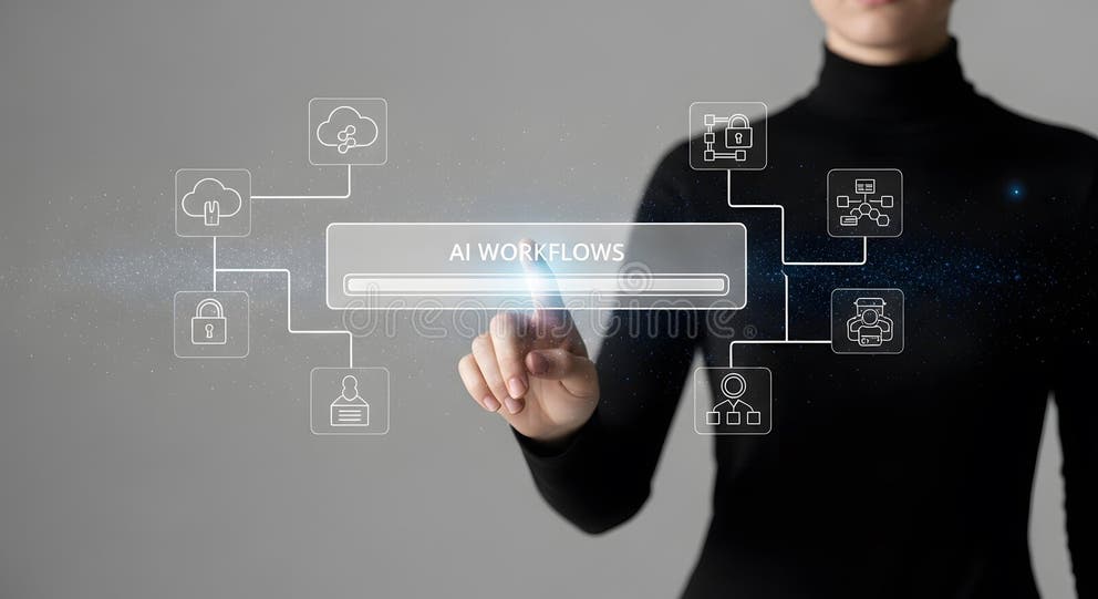 Person Interacting with AI Workflows Interface, Modern Technology ...