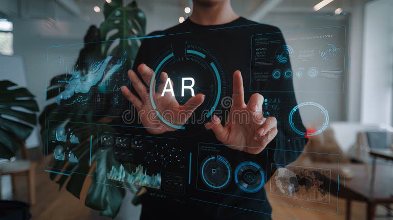 Person Interacting with Augmented Reality Interface Using Hand Gestures ...