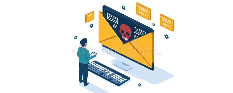 Person Interacting with Computer Mail with Alert Icon in a Digital ...