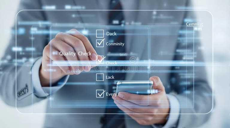 A Person Interacting with a Digital Checklist Interface on a Mobile ...