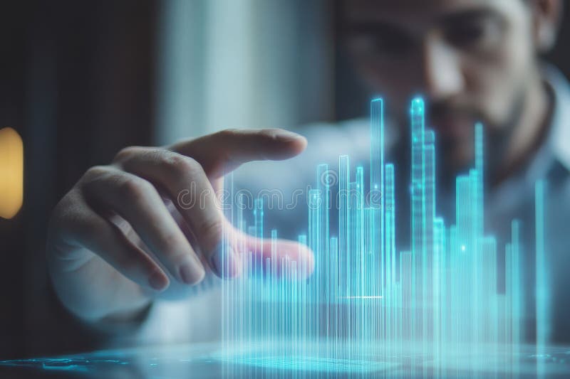 A Person Interacting with a Digital Data Visualization in a Modern ...