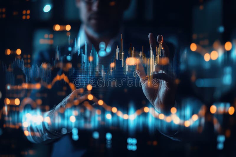 A Person Interacting with Digital Data Visualizations in a Business ...