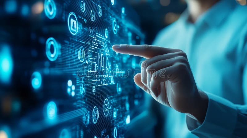 A Person Interacting with a Digital Display Screen, Showcasing Advanced ...