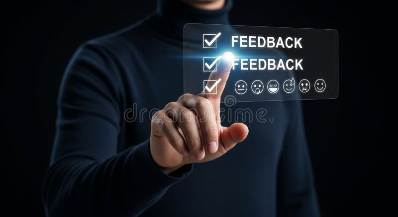 A Person Interacting with a Digital Feedback Interface on a Transparent ...