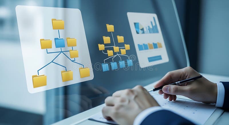 A Person is Interacting with a Digital Interface Displaying File ...