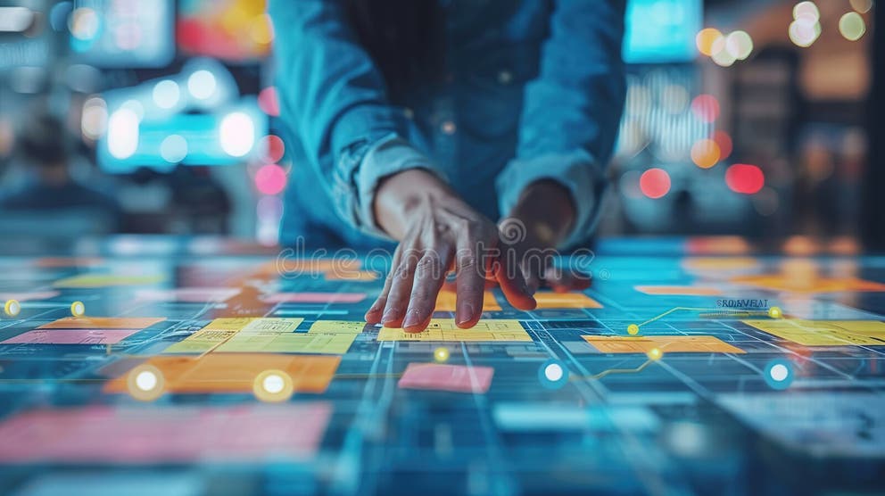 Person Interacting with Digital Interface Stock Illustration ...