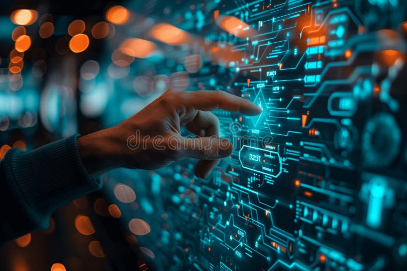 Person Interacting with Digital Interface Stock Illustration ...