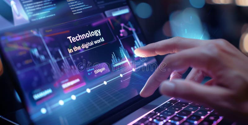 Person Interacting with a Digital Interface Showcasing Technology in ...