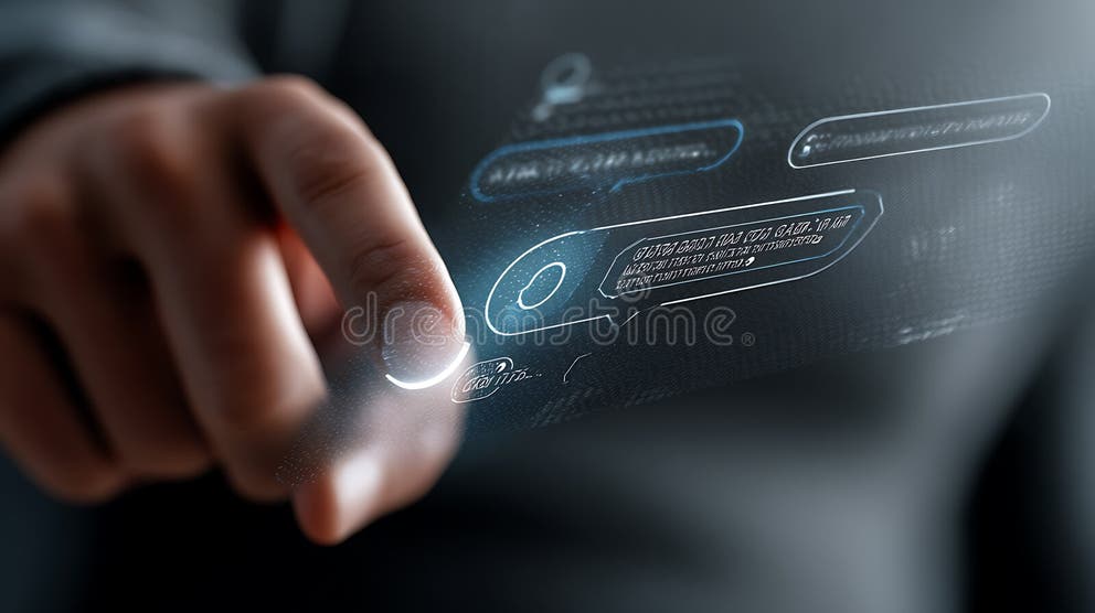 Person Interacting with Futuristic Holographic Interface Shows Concept ...