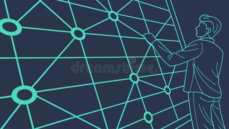 Person Interacting with Global Network Data Vector, Vector Design ...