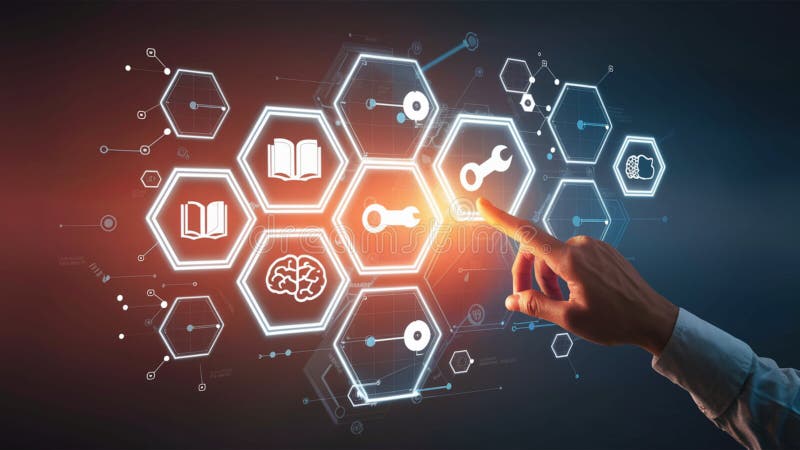 A Person is Interacting with a Holographic Interface Composed of ...