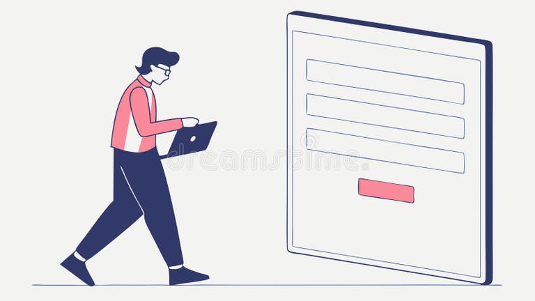 Person Interacting with Online Form Interface Illustration, Vector ...