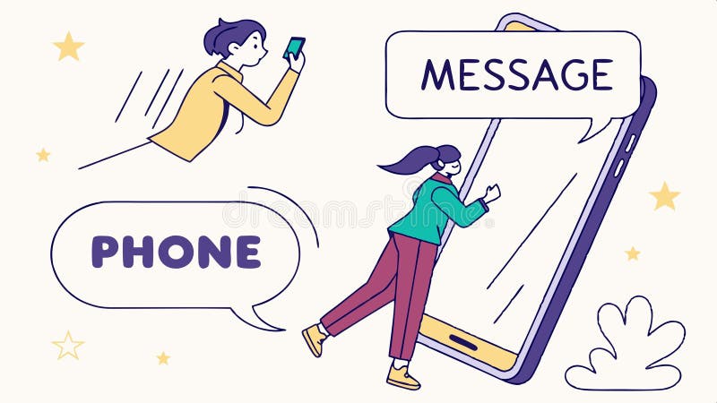 Person Interacting with Phone Screen Communication Message Vector ...